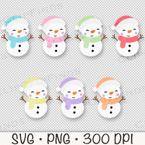 Cute Snowman Clipart, Snowman PNG, Baby Snowman SVG, Blue, Pink ...