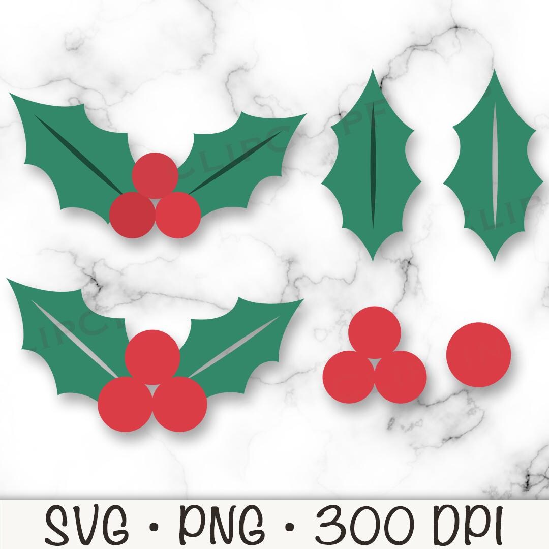 Christmas Holly SVG, Holly Berry Leaf, Mistletoe, Christmas Greenery ...