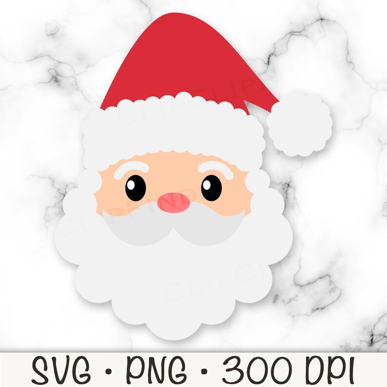 Santa Claus Face SVG, Santa Claus Head PNG, Cute Santa Face Clipart ...