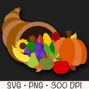 Cornucopia SVG, Thanksgiving Dinner, Cornucopia PNG, Cornucopia Clip ...