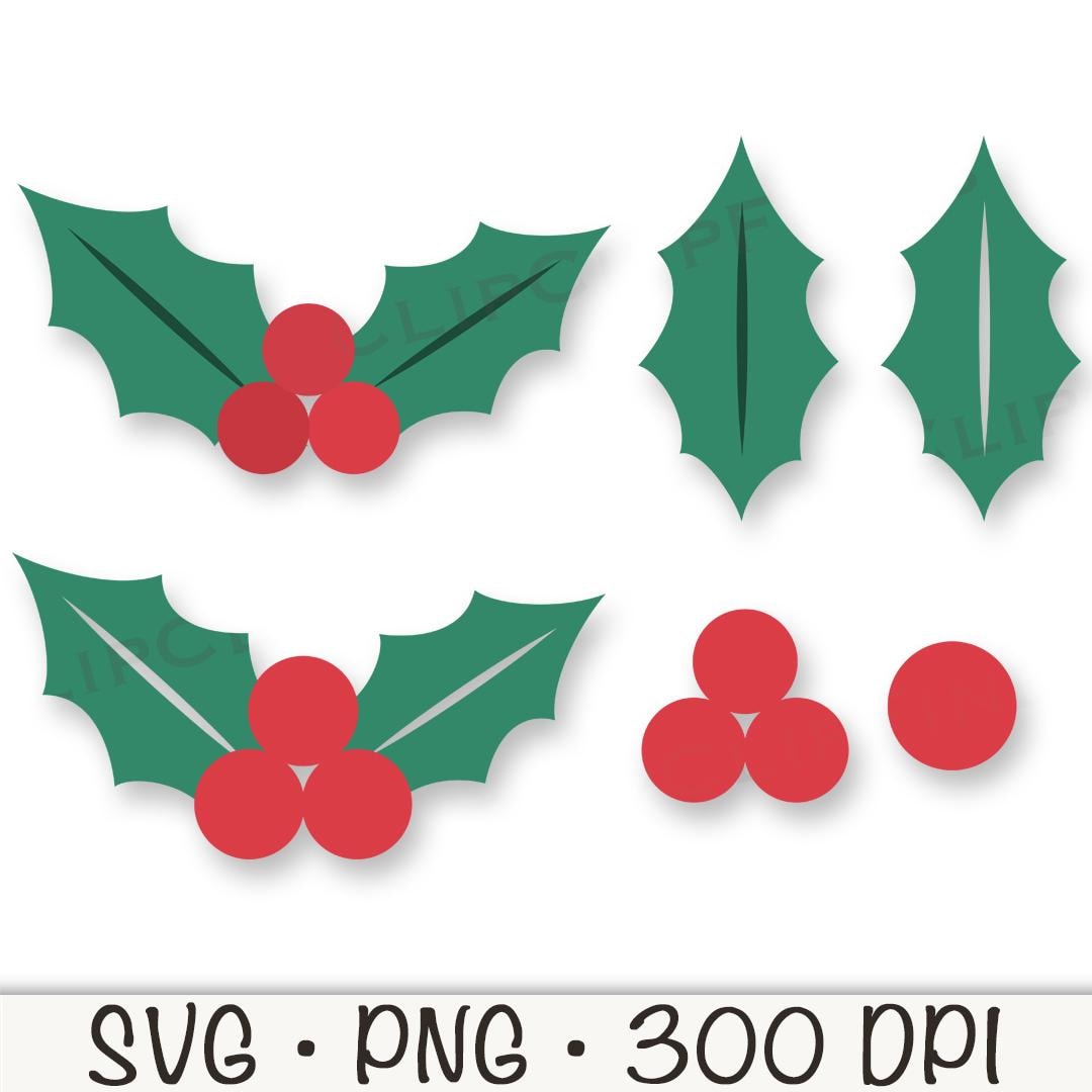 Christmas Holly SVG, Holly Berry Leaf, Mistletoe, Christmas Greenery ...