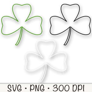 Shamrock Outline SVG, Shamrock Outline PNG, Black, White, Green, Saint ...