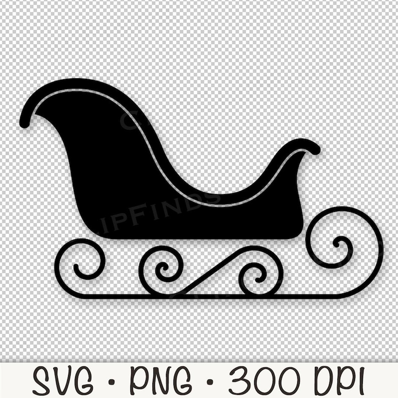 Sleigh SVG, Sleigh Silhouette, Santa's Sleigh PNG, Vector Cut File ...