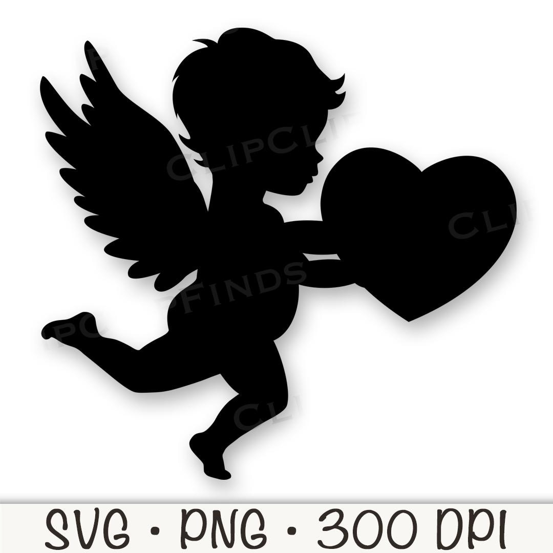 Cupid SVG, Valentine's Day Cupid PNG, Cupid Silhouette, Cupid Holding ...