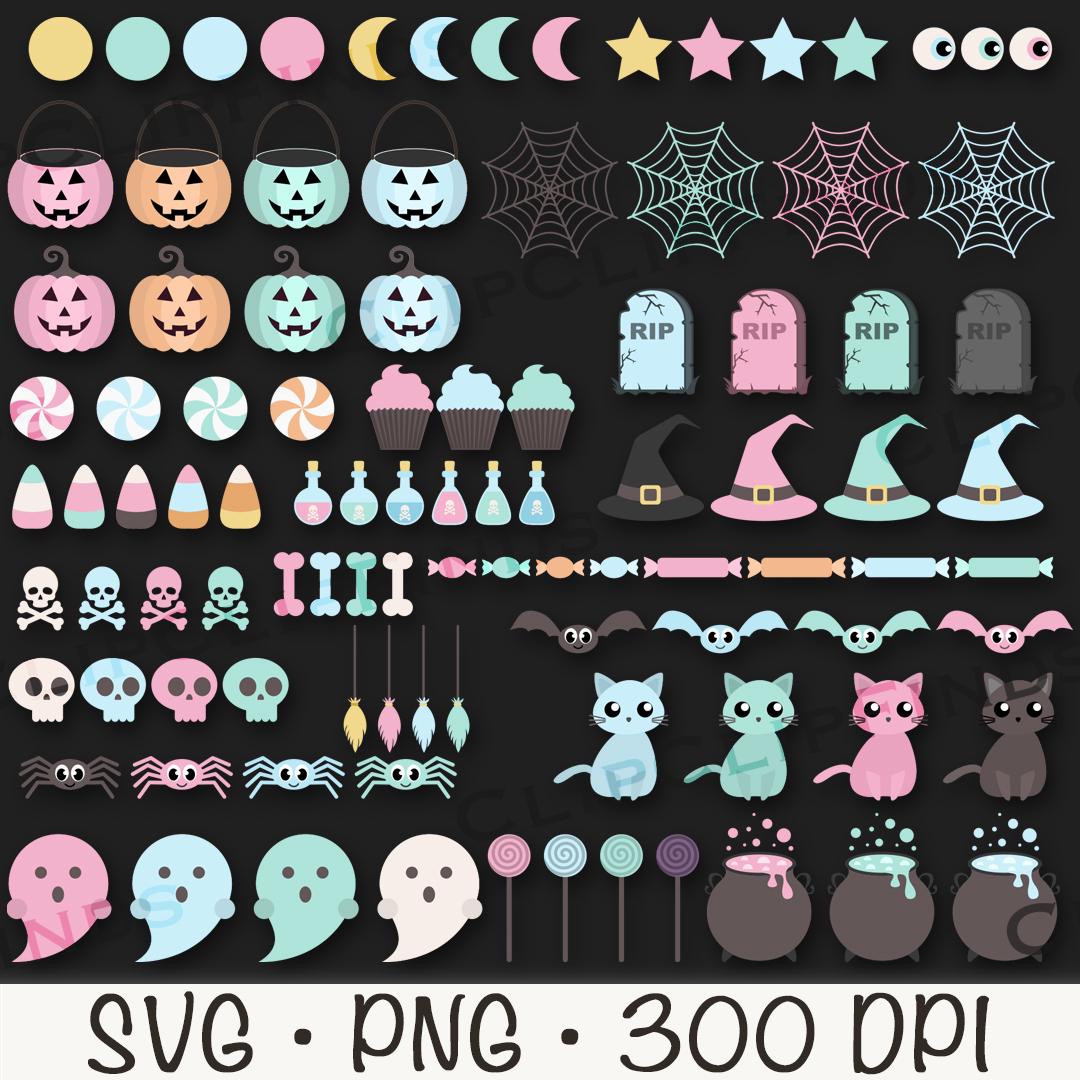 Pastel Halloween Clipart, Cute Pastel Halloween Clipart PNG, Girly ...