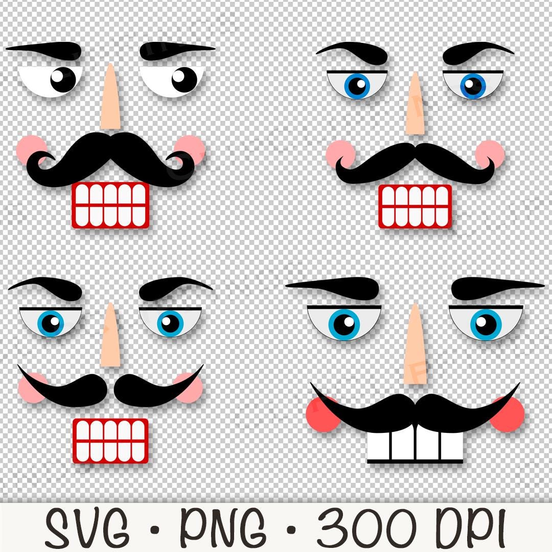 Nutcracker Faces, Nutcracker Face SVG, Nutcracker Face PNG, Sublimation ...