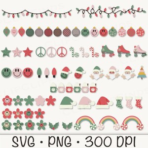 Groovy Christmas Clipart, Hippie Santa, Peace Sign, Retro Christmas ...