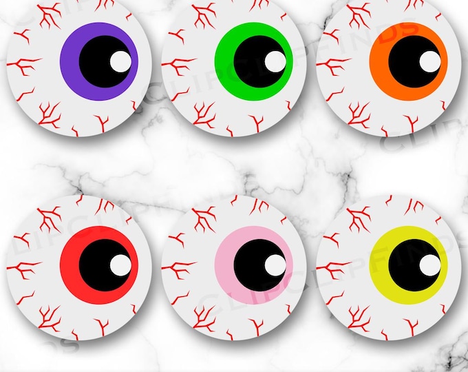 Eyeballs Vector Clipart Set / Outline, Stamp & Color Drawing Graphics ...