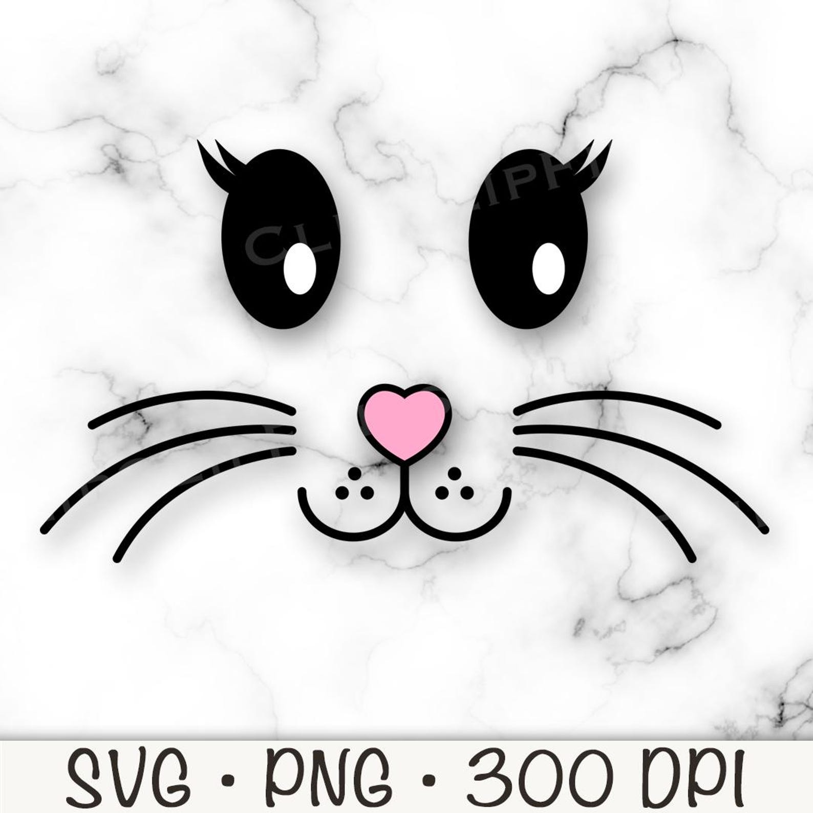 Bunny Face SVG, Girl Bunny, Bunny With Lashes, Easter Bunny PNG, Pink ...