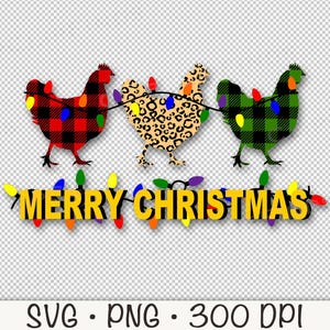 Chicken Christmas Lights SVG, Funny Christmas Chicken PNG, Vector File ...