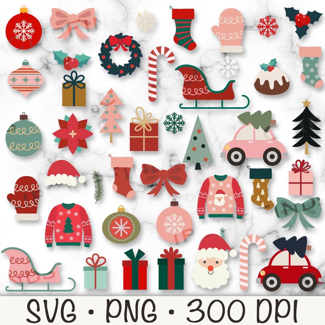 Christmas Clipart, Vintage, Retro, PNG, SVG, Whimsical, Candy Cane ...