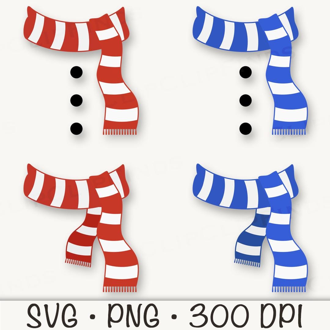 Scarf SVG, Snowman Scarf PNG, Blue Stripped Scarf Clip Art, Red ...