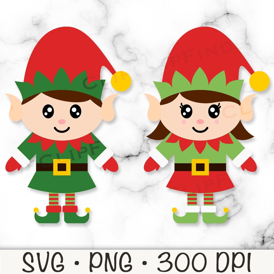 Cute Elf Boy and Girl SVG, Elf PNG, Girl Elf, Elf Clip Art, Red and ...