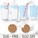Milk and Cookies Clipart, Chocolate Chip PNG, Milk SVG, Matching Couple ...