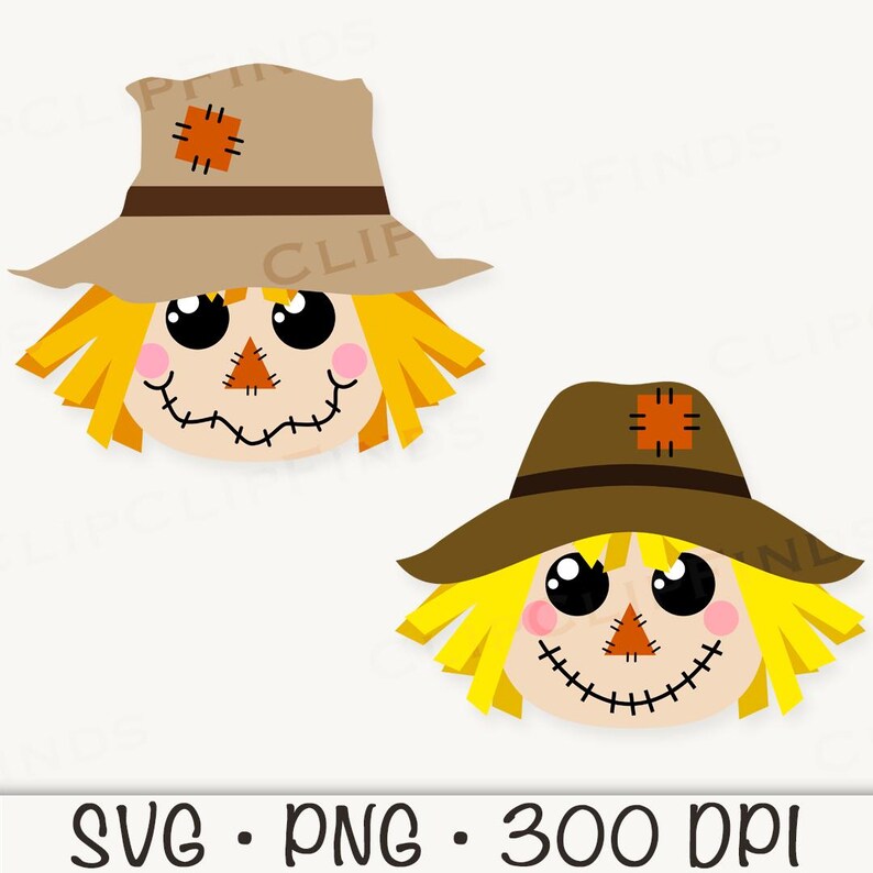 Scarecrow Face SVG, Scare Crow Head PNG, Scarecrow Clipart, Cute ...