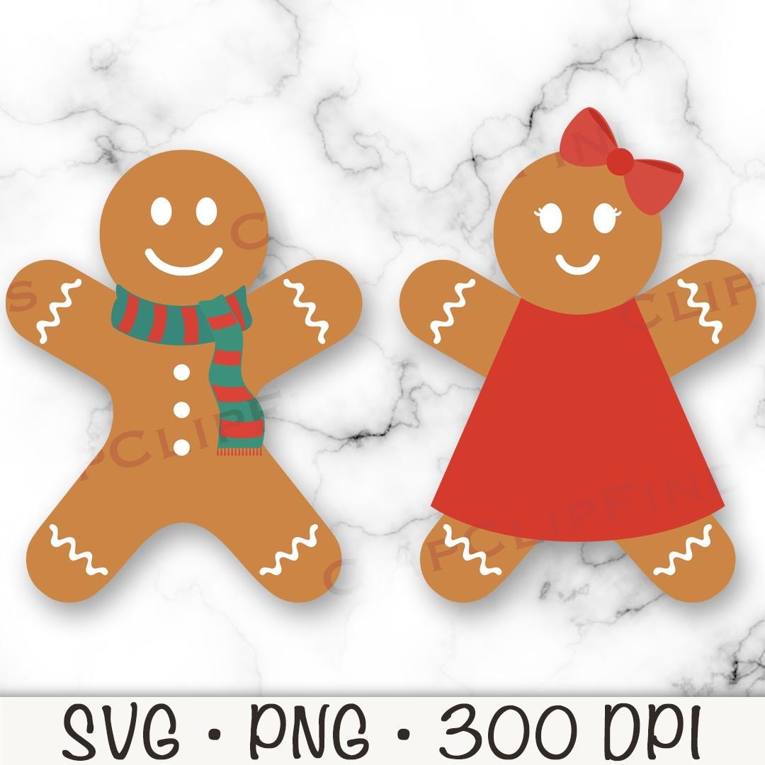 Gingerbread Man SVG, Gingerbread Girl SVG, Dressed Gingerbread ...