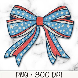 Coquette 4th of July PNG, Patriotic Bow, Red, White and Blue Ribbon ...