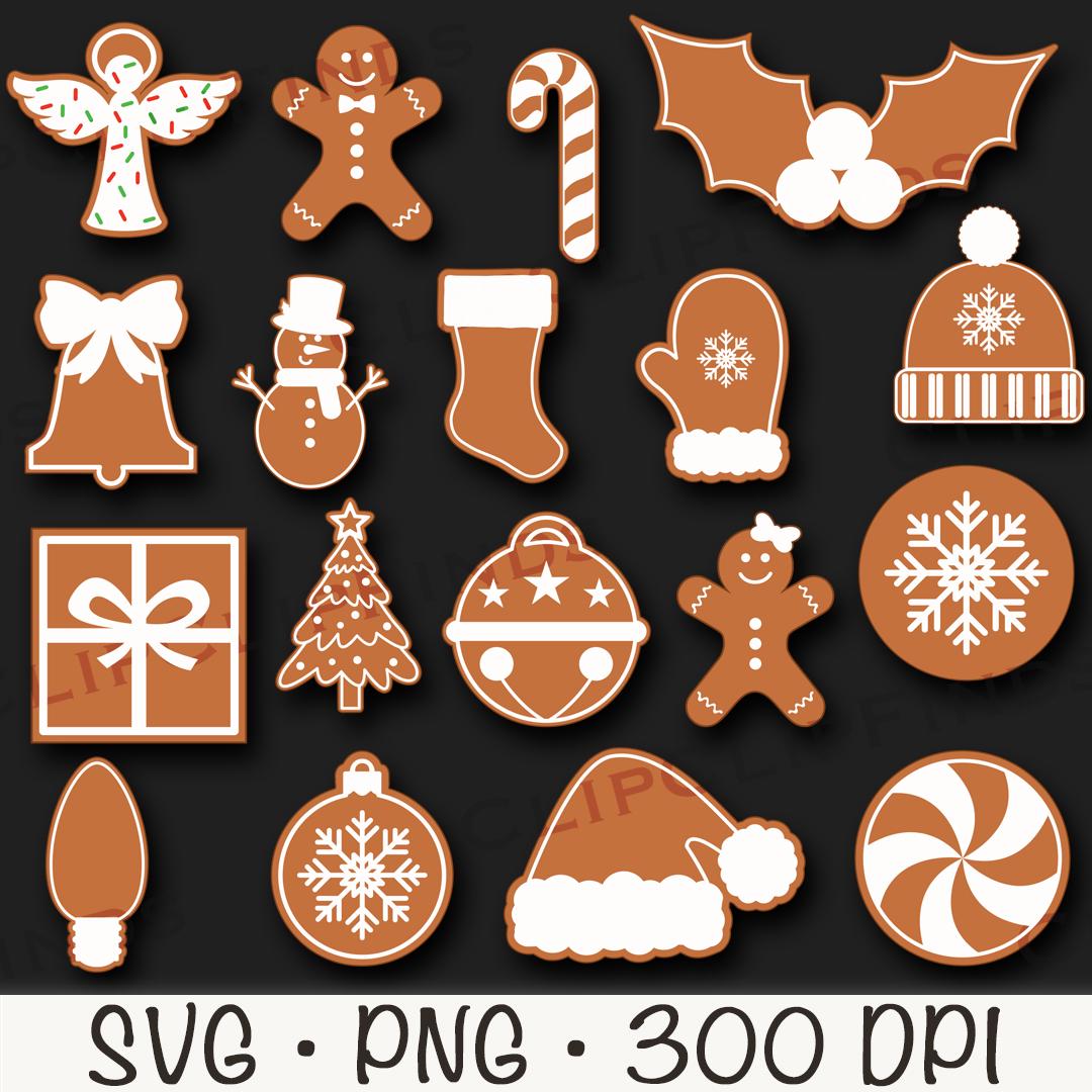 Gingerbread Cookies SVG, Gingerbread Cookies Clip Art Bundle Pack, PNG ...