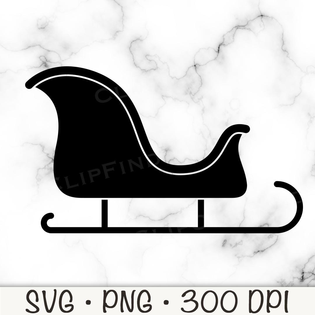Sleigh SVG, Sleigh Silhouette, Santa's Sleigh PNG, Vector Cut File ...