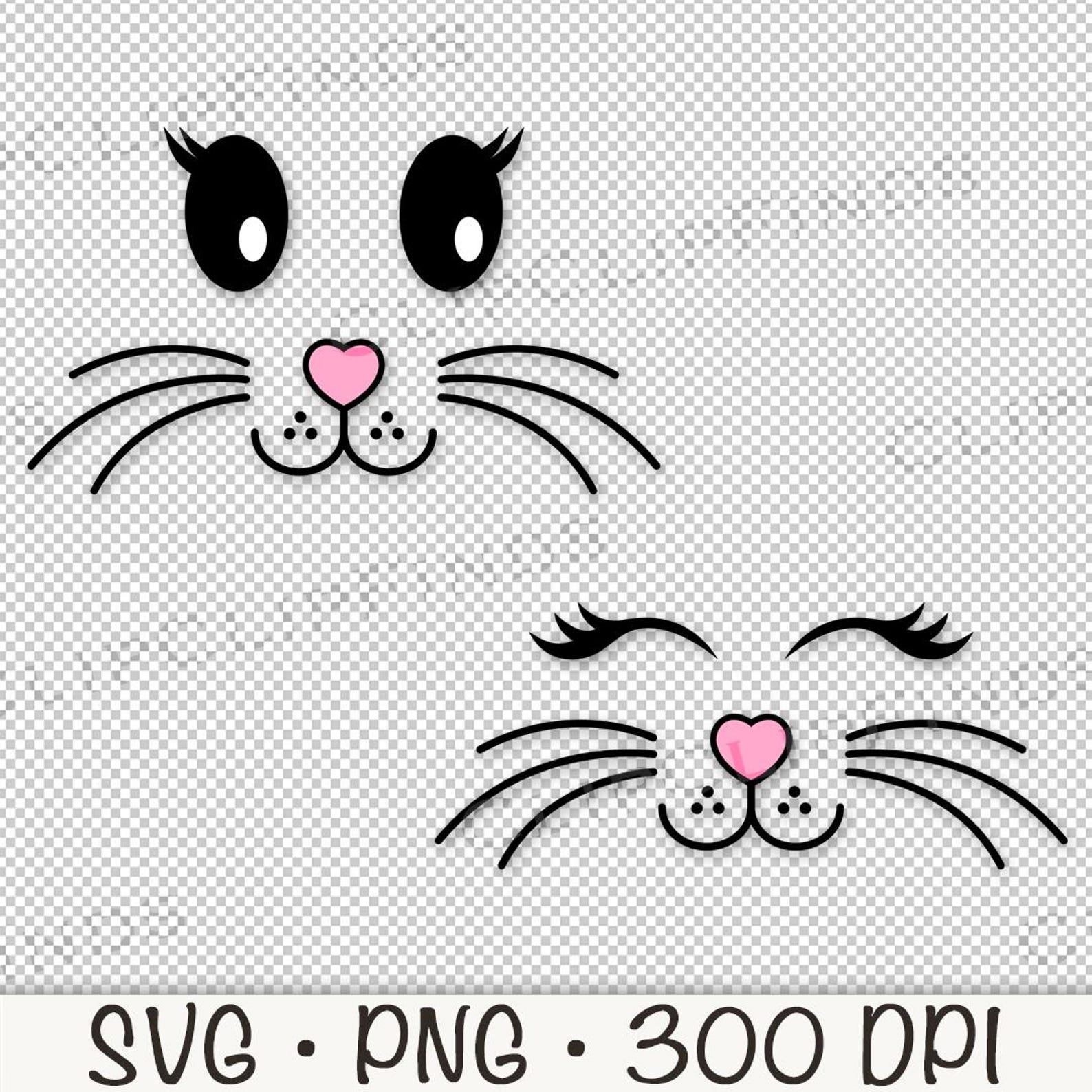 Bunny Face SVG, Girl Bunny, Bunny With Lashes, Easter Bunny PNG, Pink ...