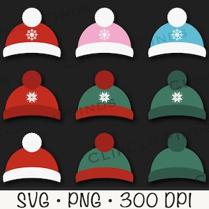 Cute Winter Beanie Clip Art, Snow Beanie Hat SVG, Christmas Hat PNG ...