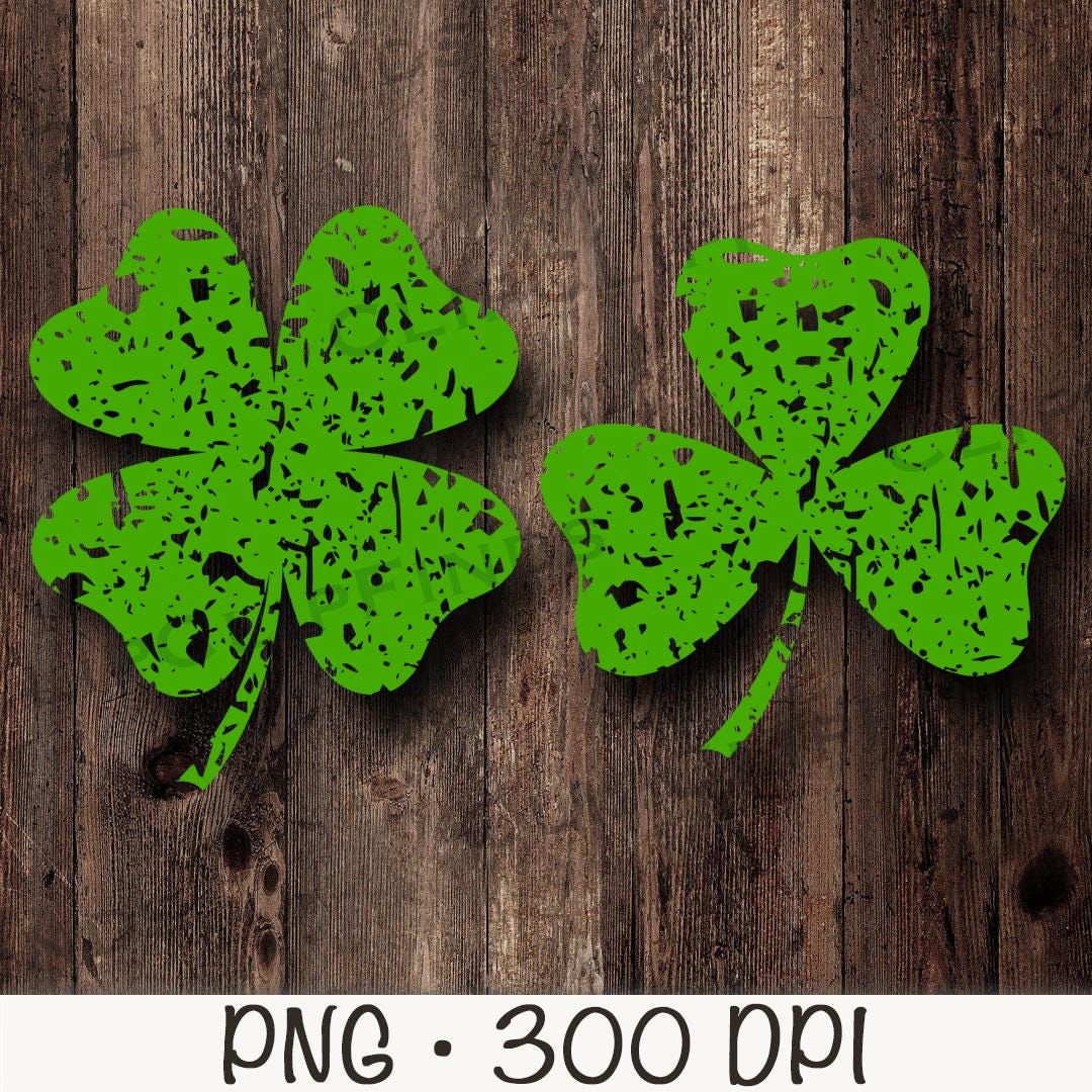Shamrock Clover Grunge Distressed PNG, Shamrock PNG, Clover PNG, Retro ...