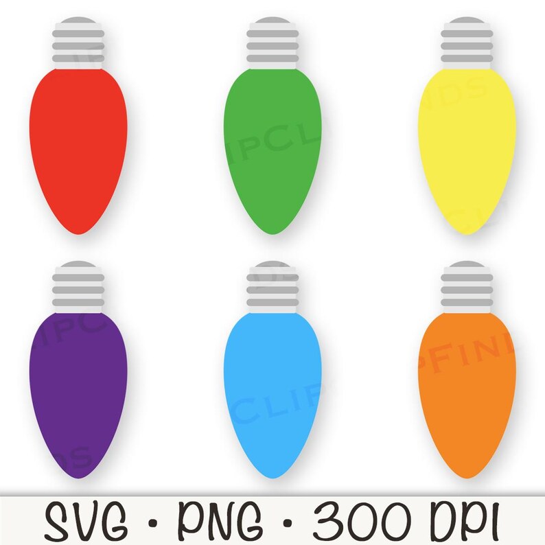 Christmas Light Bulb, Tree Lights, Individual Bulbs, SVG, PNG, Clip Art ...