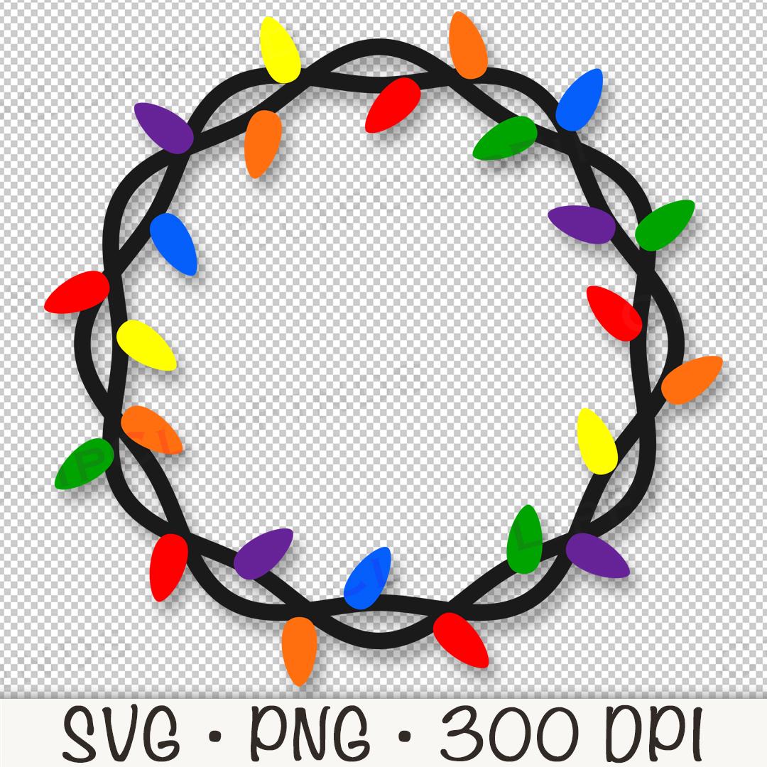Christmas String Lights SVG, Christmas String Lights Circle PNG, Color ...