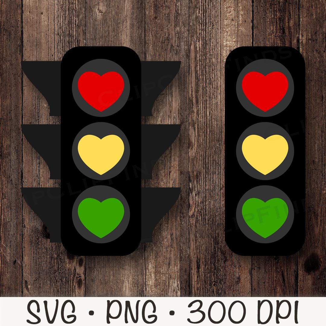 Heart Traffic Light, Traffic Light Love, Valentine's Day, SVG, PNG ...
