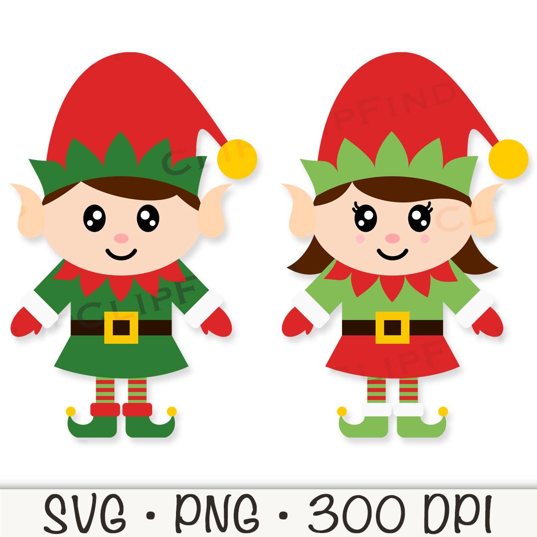 Cute Elf Boy and Girl SVG, Elf PNG, Girl Elf, Elf Clip Art, Red and ...