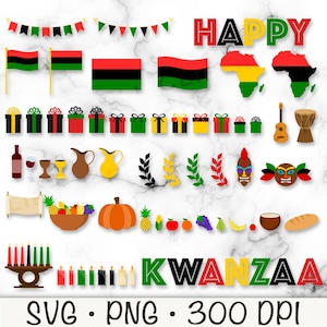 Kwanzaa Clip Art, African Holiday, Kwanzaa Party Feast, SVG Vector Cut ...