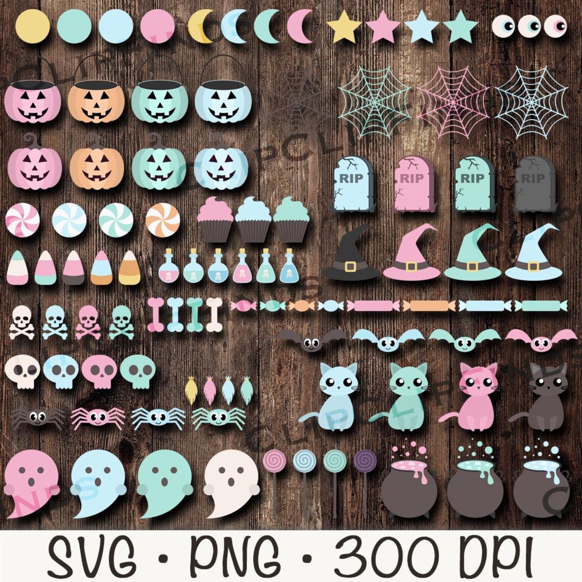 Pastel Halloween Clipart, Cute Pastel Halloween Clipart PNG, Girly ...