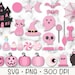 Pink Halloween Clipart, Cute Pink Halloween Clip Art, Cute Girly, SVG ...