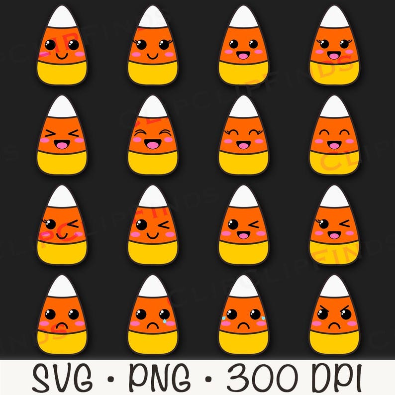 Kawaii Candy Corn SVG, Cute Candy Corn PNG, Candy Corn With Faces ...