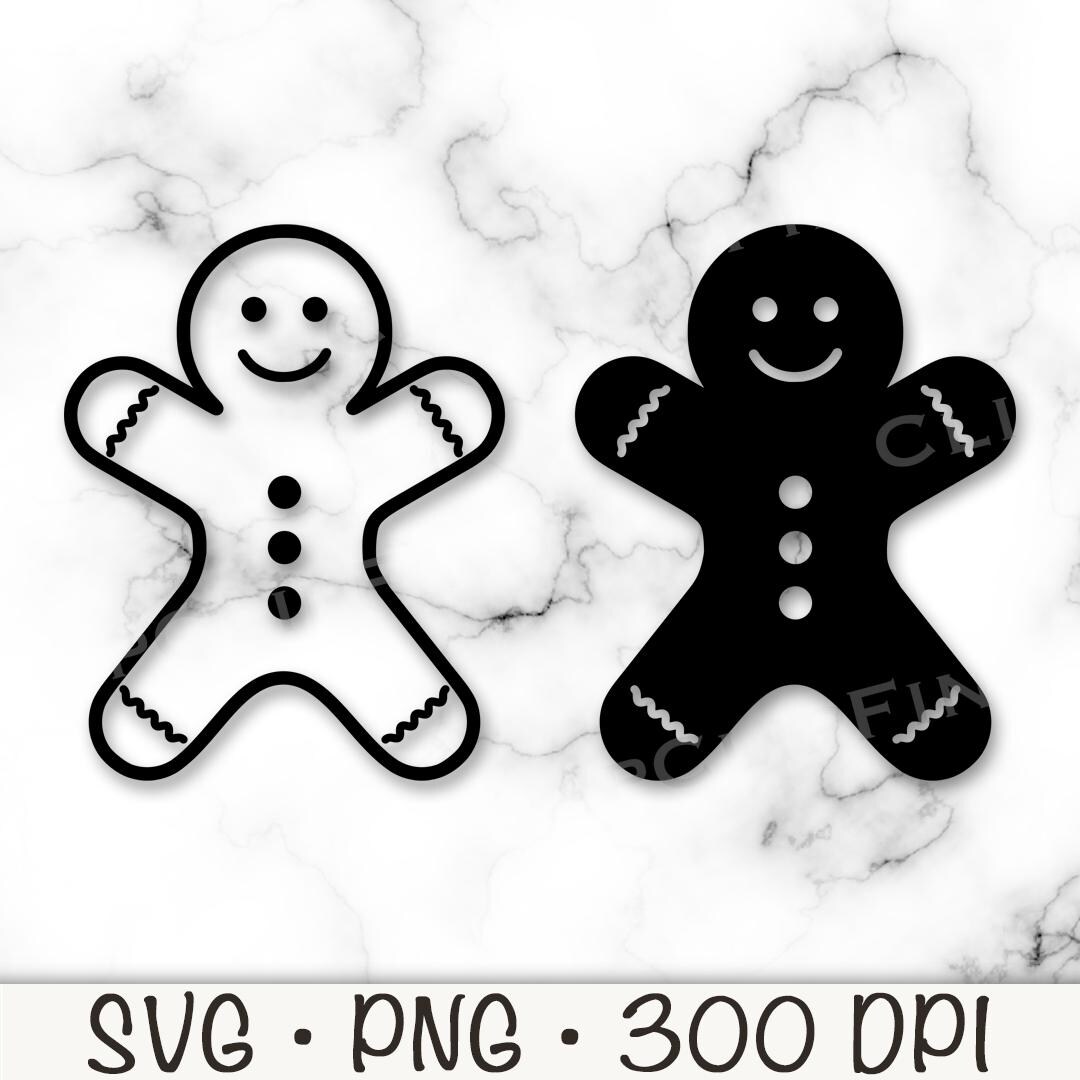 Gingerbread Man Outline, SVG, PNG, Silhouette, Christmas, Vector ...