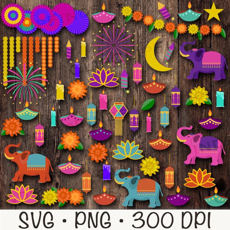 Diwali Clipart, Diwali Graphics Bundle Pack, SVG, PNG, Diya, Festival ...