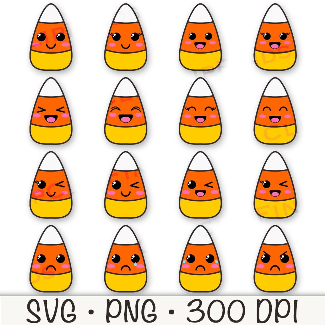 Kawaii Candy Corn SVG, Cute Candy Corn PNG, Candy Corn With Faces ...