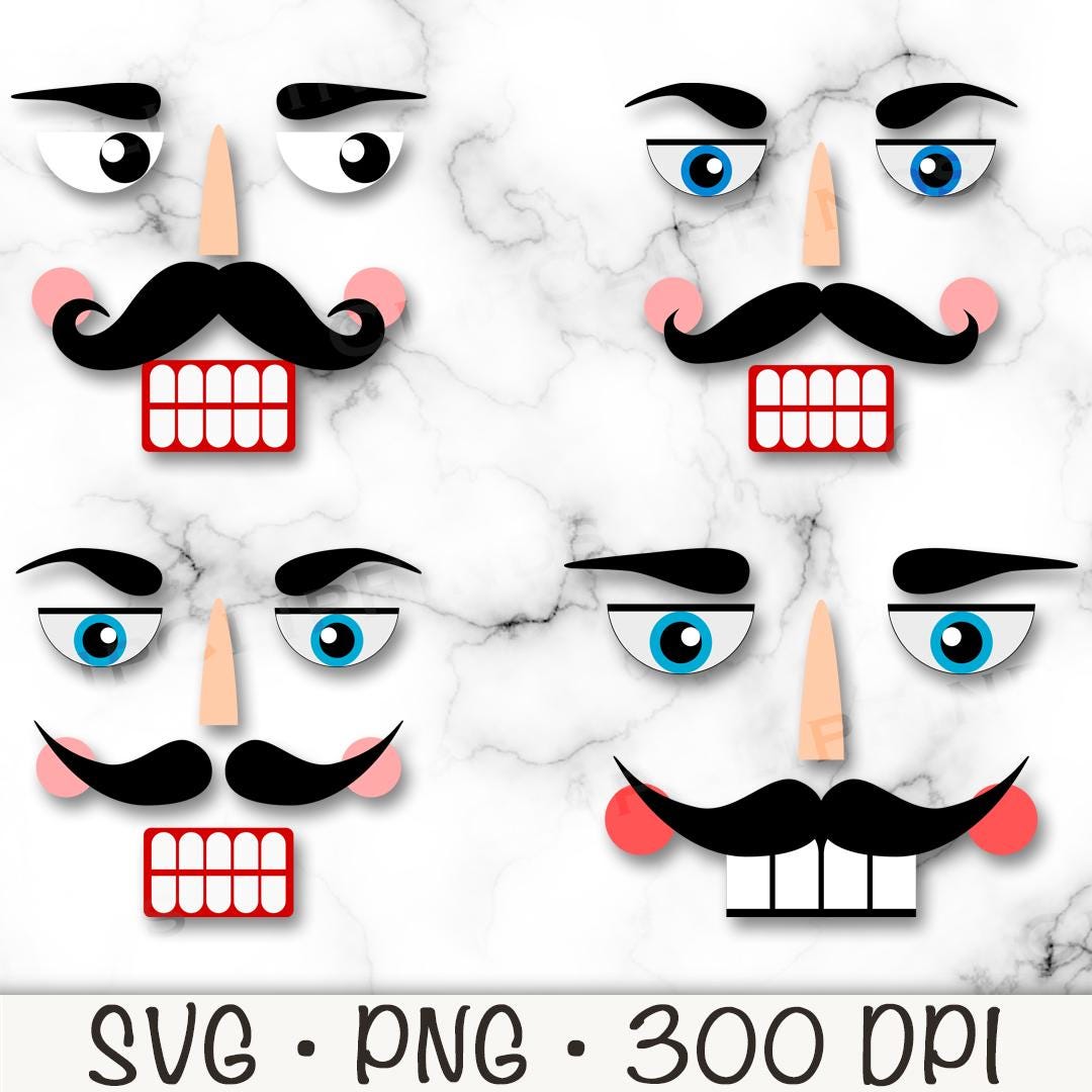 Nutcracker Faces, Nutcracker Face SVG, Nutcracker Face PNG, Sublimation ...