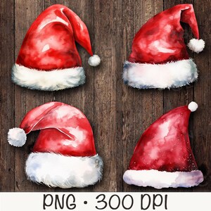 Watercolor Santa Claus Hat Bundle Pack, Vintage Watercolor Christmas ...