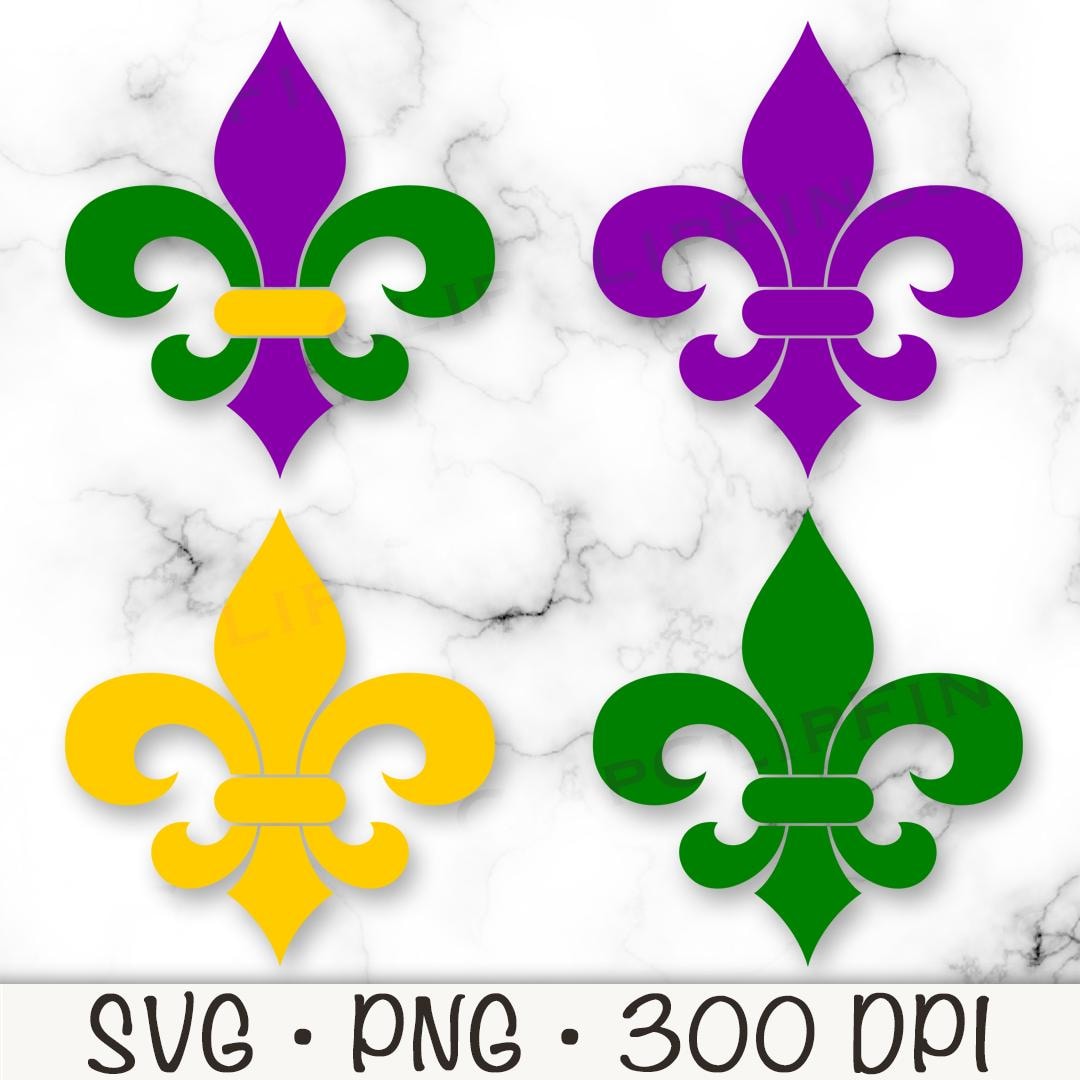 Mardi Gras Fleur De Lis SVG Vector Cut File and PNG Transparent ...