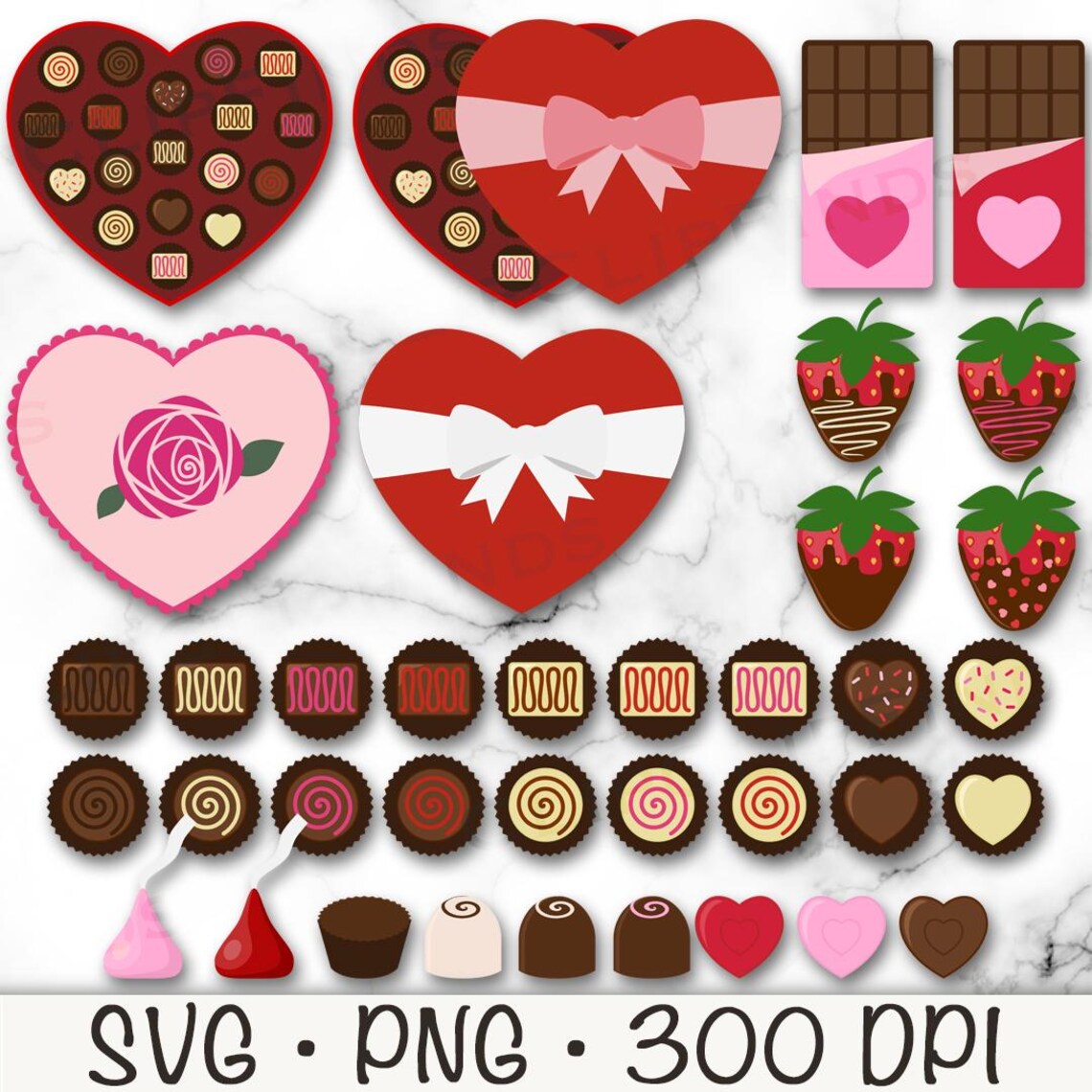 Valentine's Chocolate SVG, Valentines Chocolate Clip Art Bundle Pack ...
