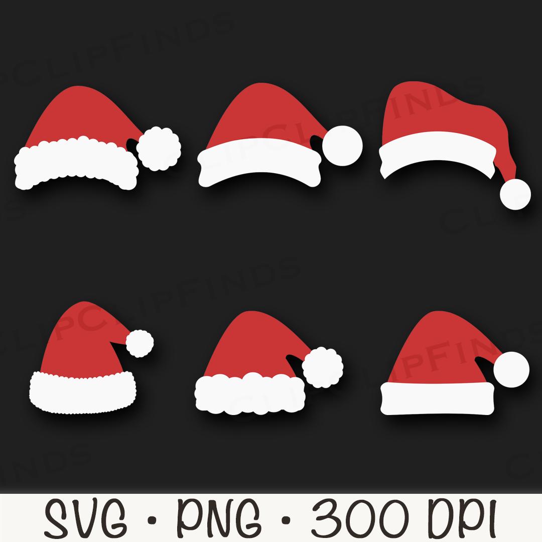 Santa Hat SVG, Santa Claus Hat Clip Art Bundle Pack, Santa Hat PNG ...