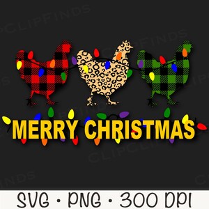 Chicken Christmas Lights SVG, Funny Christmas Chicken PNG, Vector File ...
