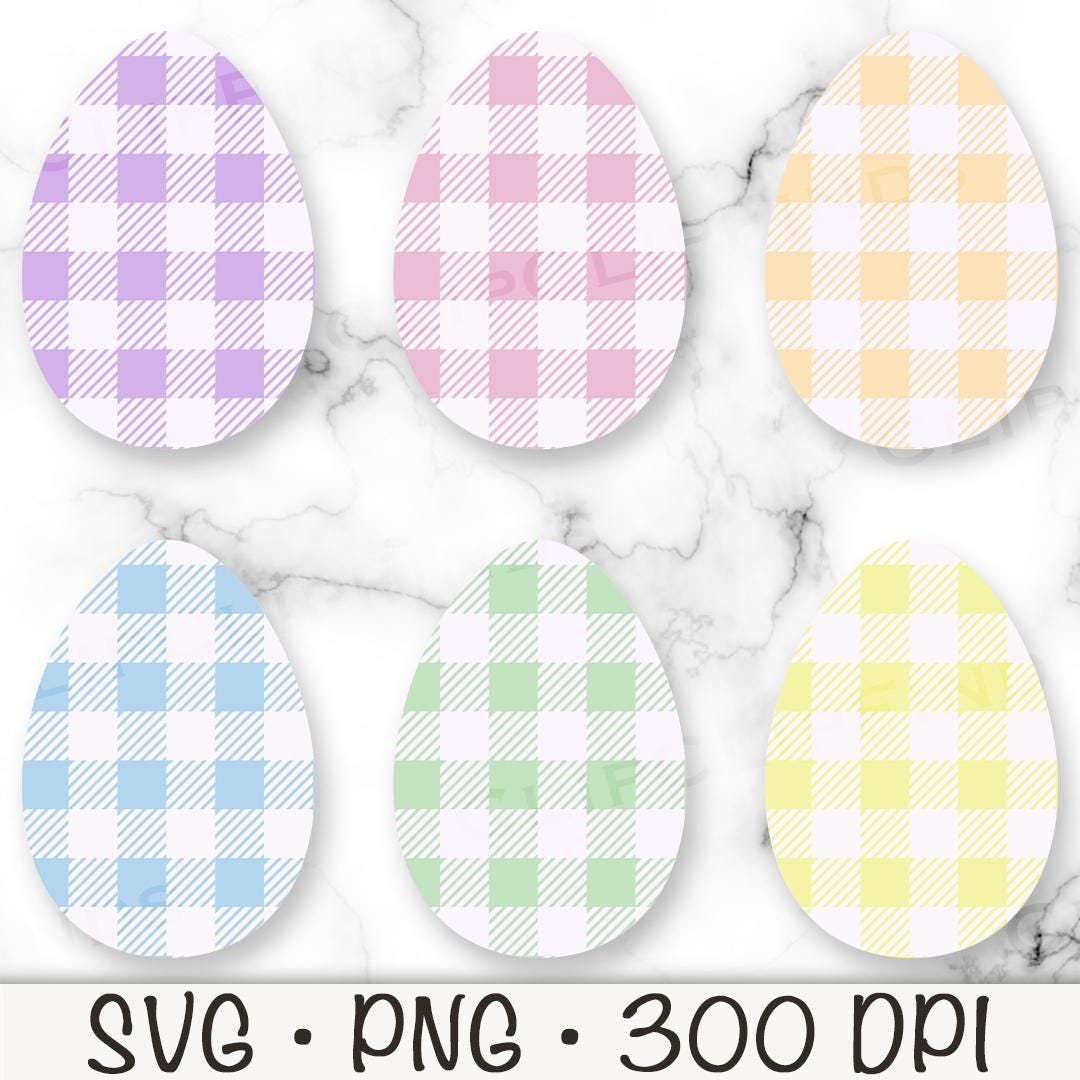 Pastel Easter Eggs Clipart, Buffalo Plaid Easter Eggs, PNG, SVG, Cute ...