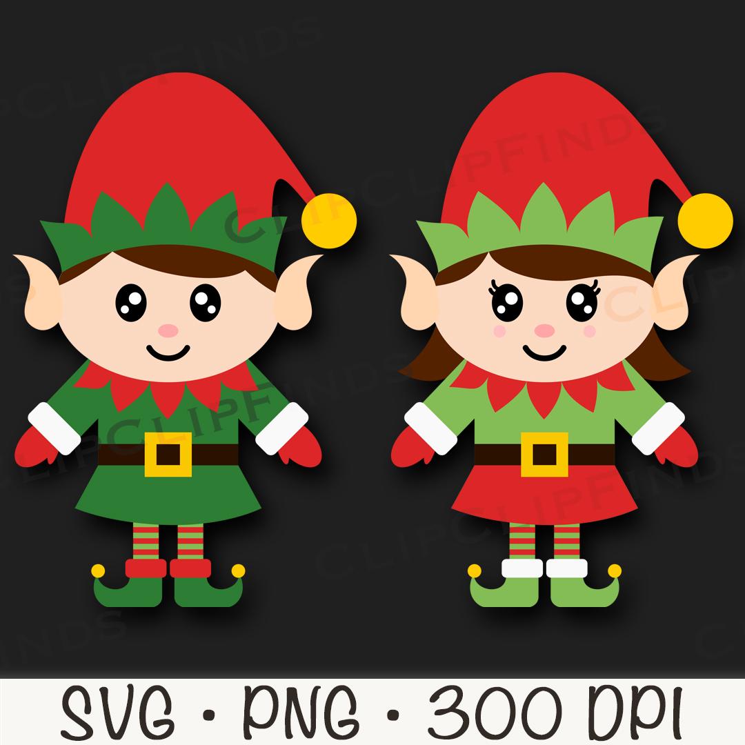Cute Elf Boy and Girl SVG, Elf PNG, Girl Elf, Elf Clip Art, Red and ...