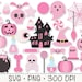 Pink Halloween Clipart, Cute Pink Halloween Clip Art, Cute Girly, SVG ...