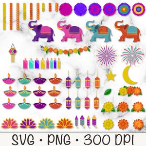 Diwali Clipart, Diwali Graphics Bundle Pack, SVG, PNG, Diya, Festival ...