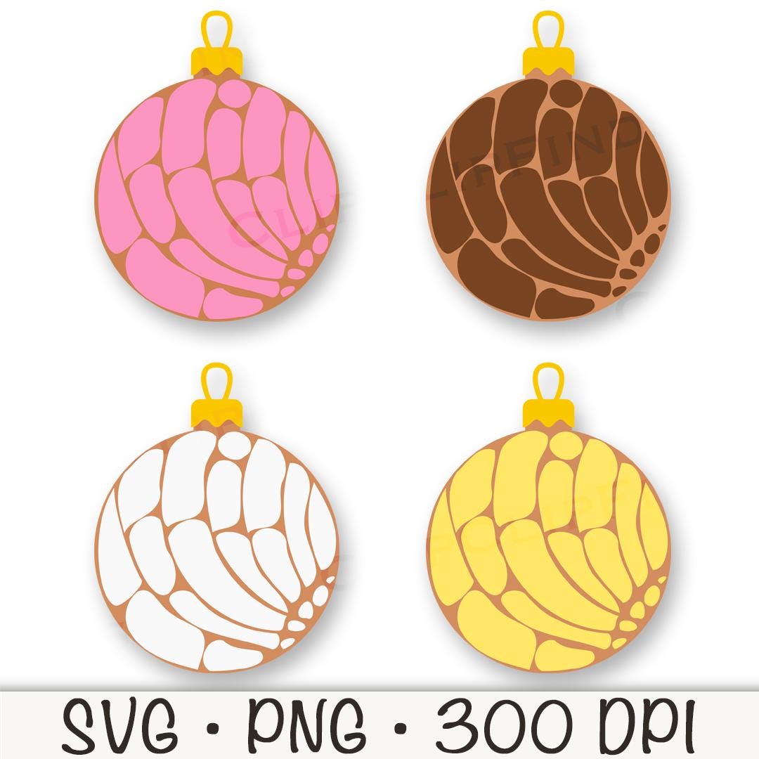 Concha Ornaments SVG, Concha Bread PNG Clip Art, Pan Dulce, Christmas ...