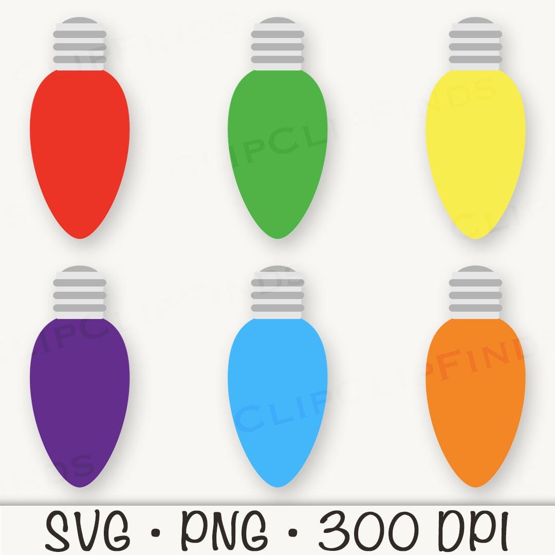 Christmas Light Bulb, Tree Lights, Individual Bulbs, SVG, PNG, Clip Art ...