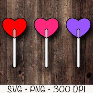 Valentine's Day Lollipop, Heart Lollipops, SVG, PNG, Clipart, Instant ...